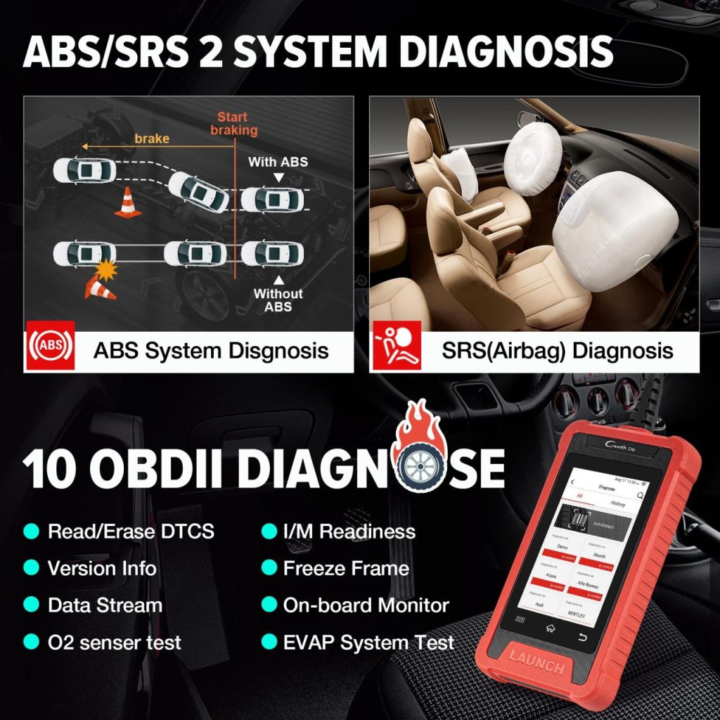 LAUNCH X431 CRE205 Auto OBD2 ABS SRS Code Reader Diagnostic Tools Oil ...