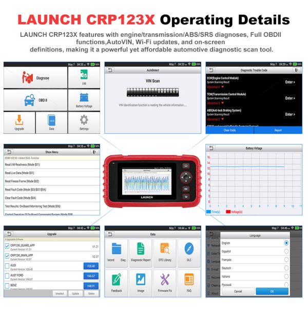 Original LAUNCH CRP123X 4 System Automotive Code Reader for Engine ...