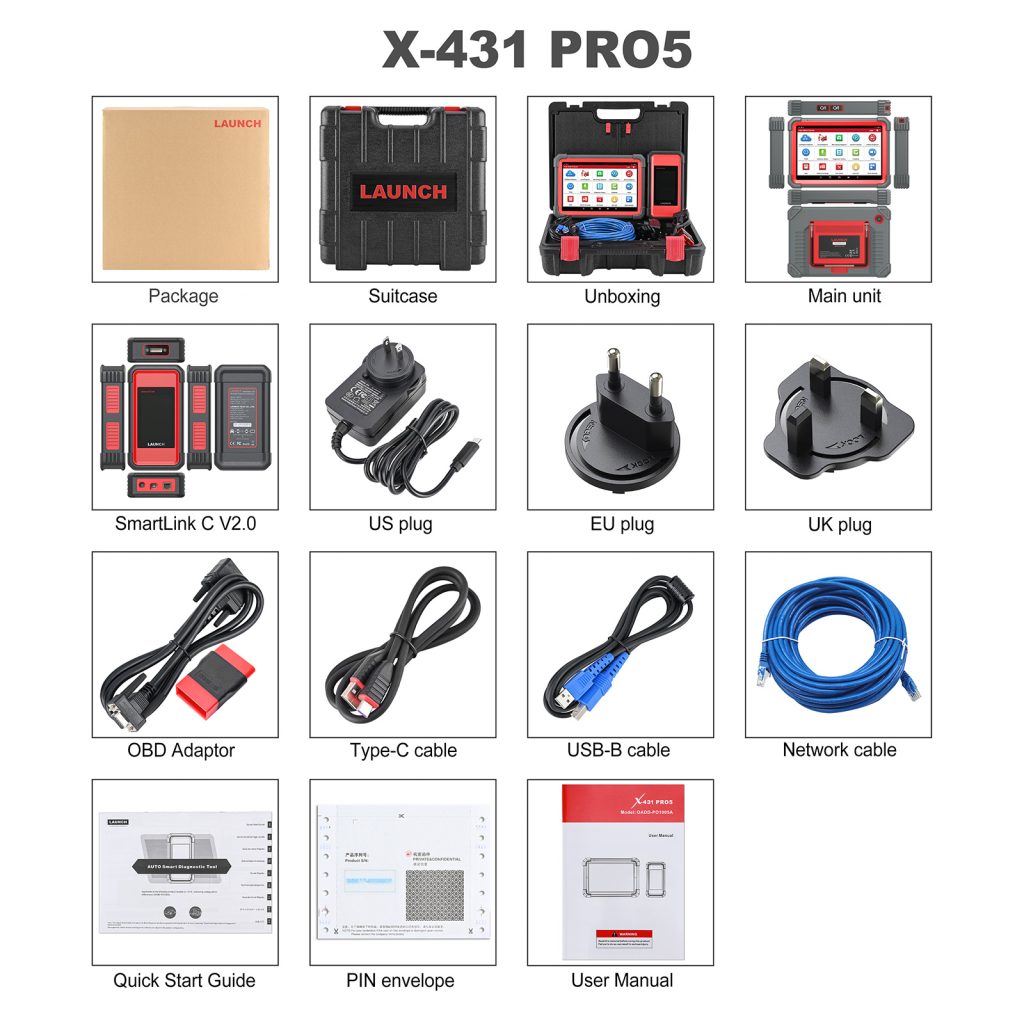 Launch X431 PRO 5 PRO5 Full System Diagnostic Tool with Smartlink 2.0 Support J2534/ CANFD/ DoIP ...