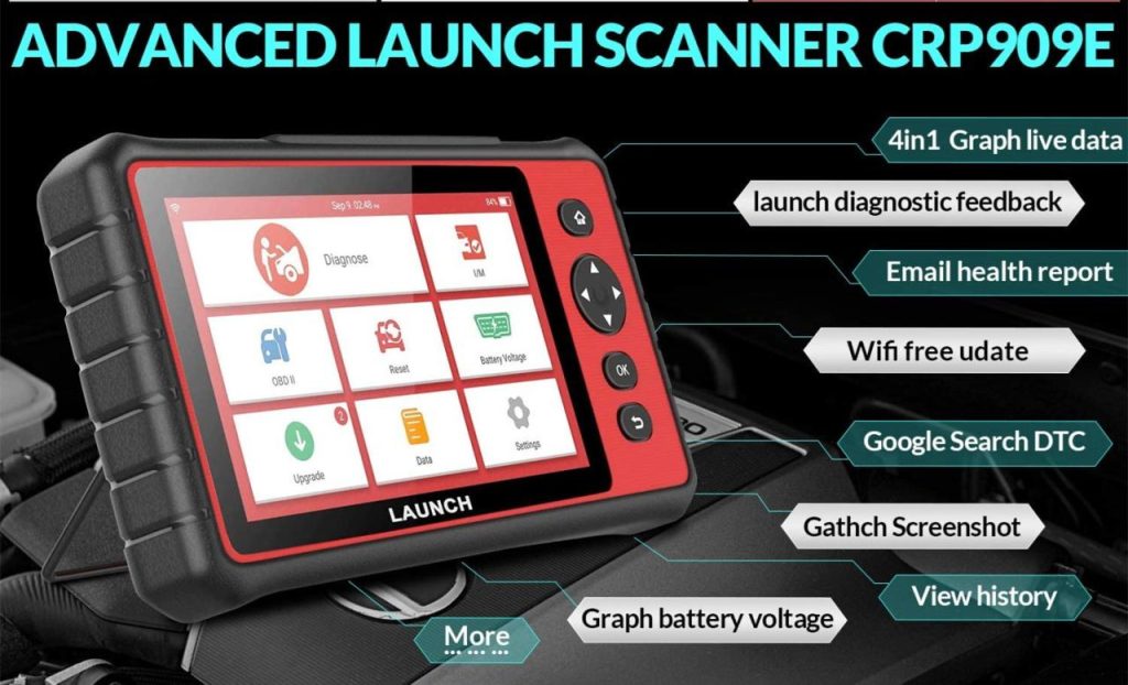 LAUNCH X431 CRP909E OBD2 Car Full System Diagnostic Tool Code Reader ...