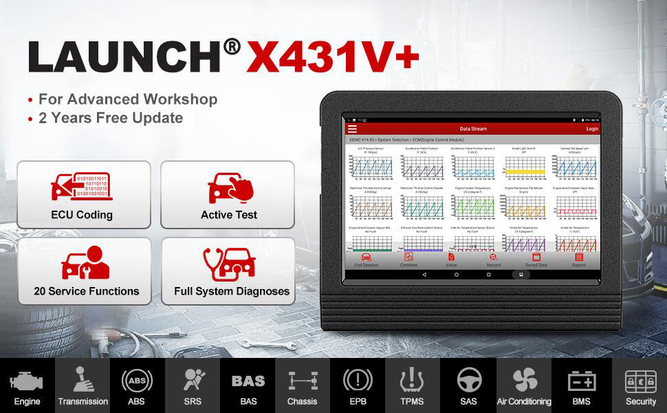 Launch X431 V+ 4.0 Wifi/Bluetooth 10.1inch Tablet Global Version 2 ...