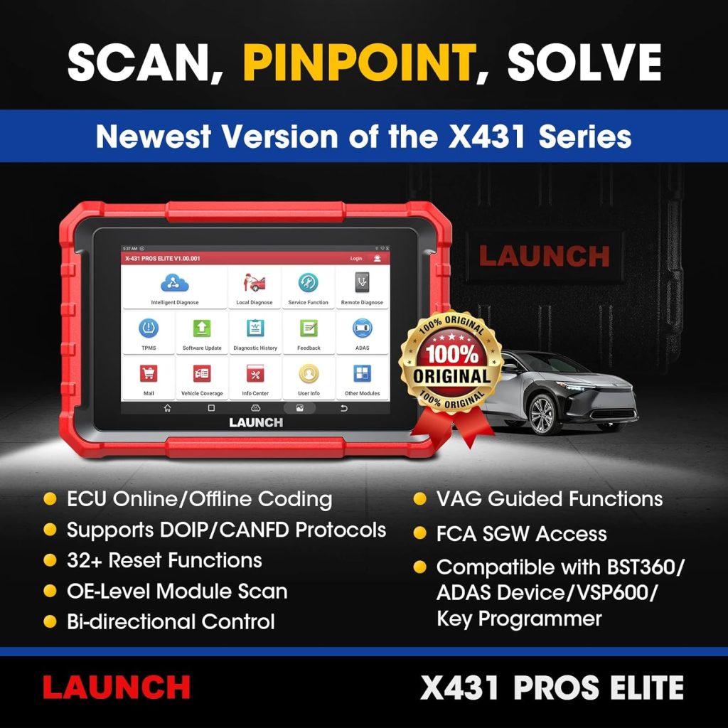 2023 Launch X-431 PROS Elite 8inch Bidirectional Scan Tool with CANFD ECU Coding Full System 32 ...